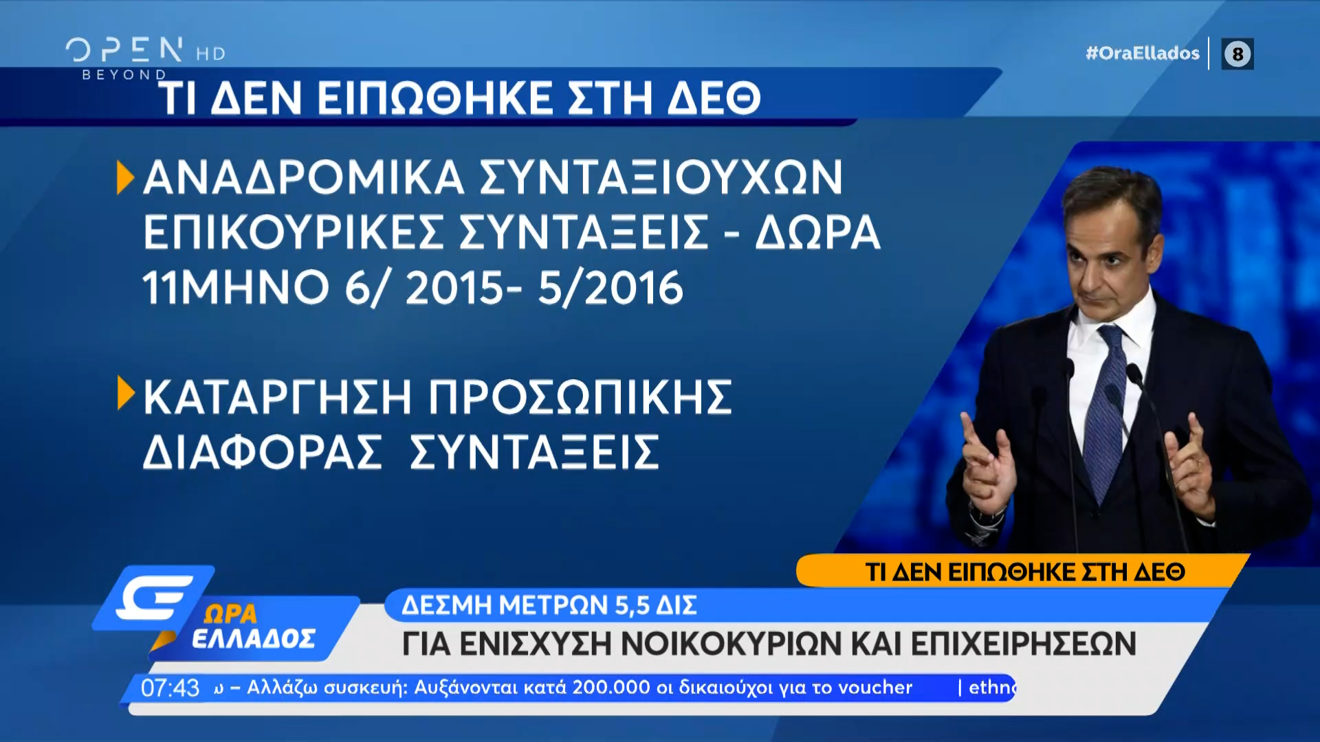 Δέσμη μέτρων 5,5 δισ. για ενίσχυση νοικοκυριών και επιχειρήσεων | OPEN TV