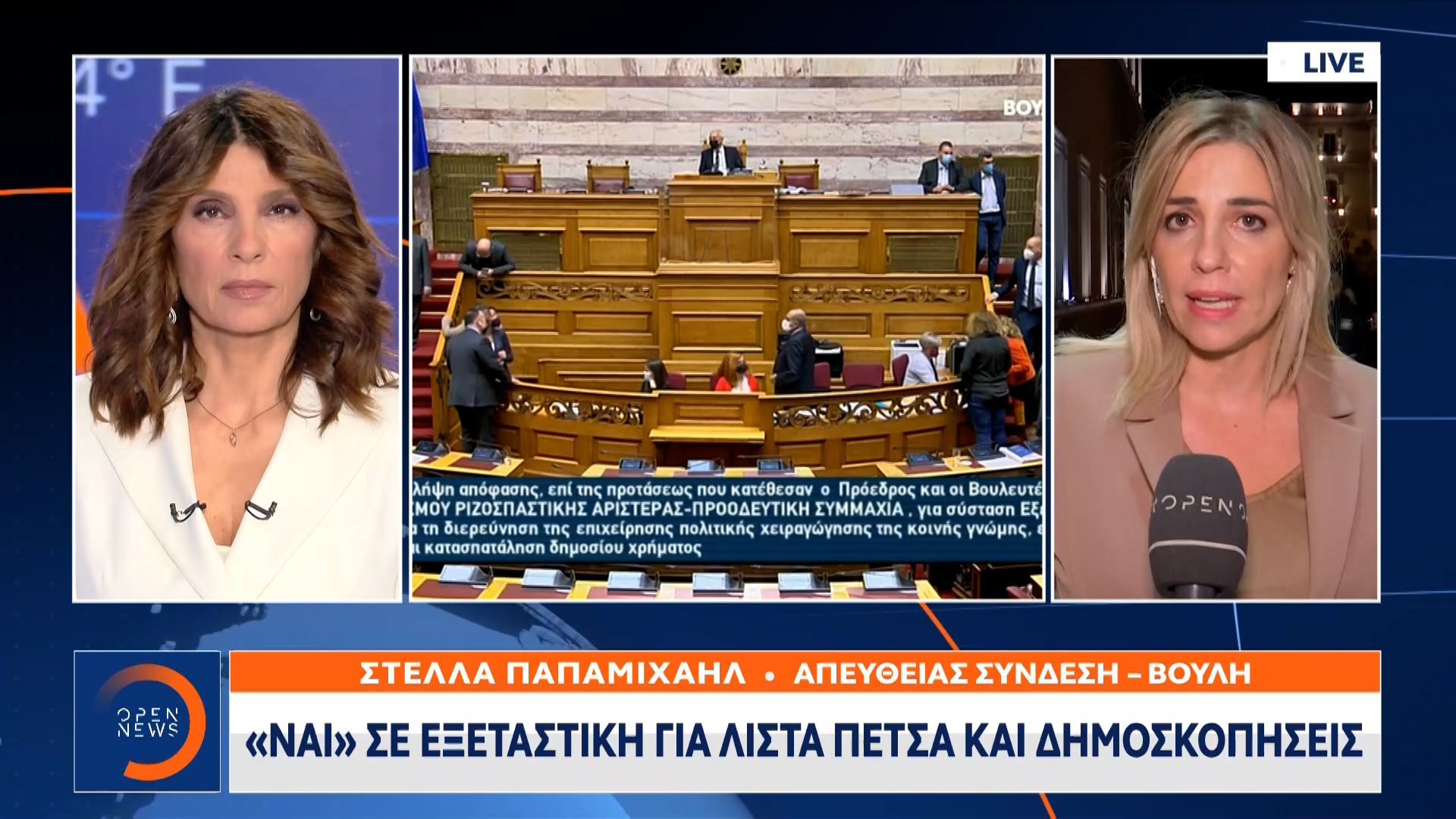 «Ναι» σε εξεταστική για λίστα Πέτσα και δημοσκοπήσεις | OPEN TV